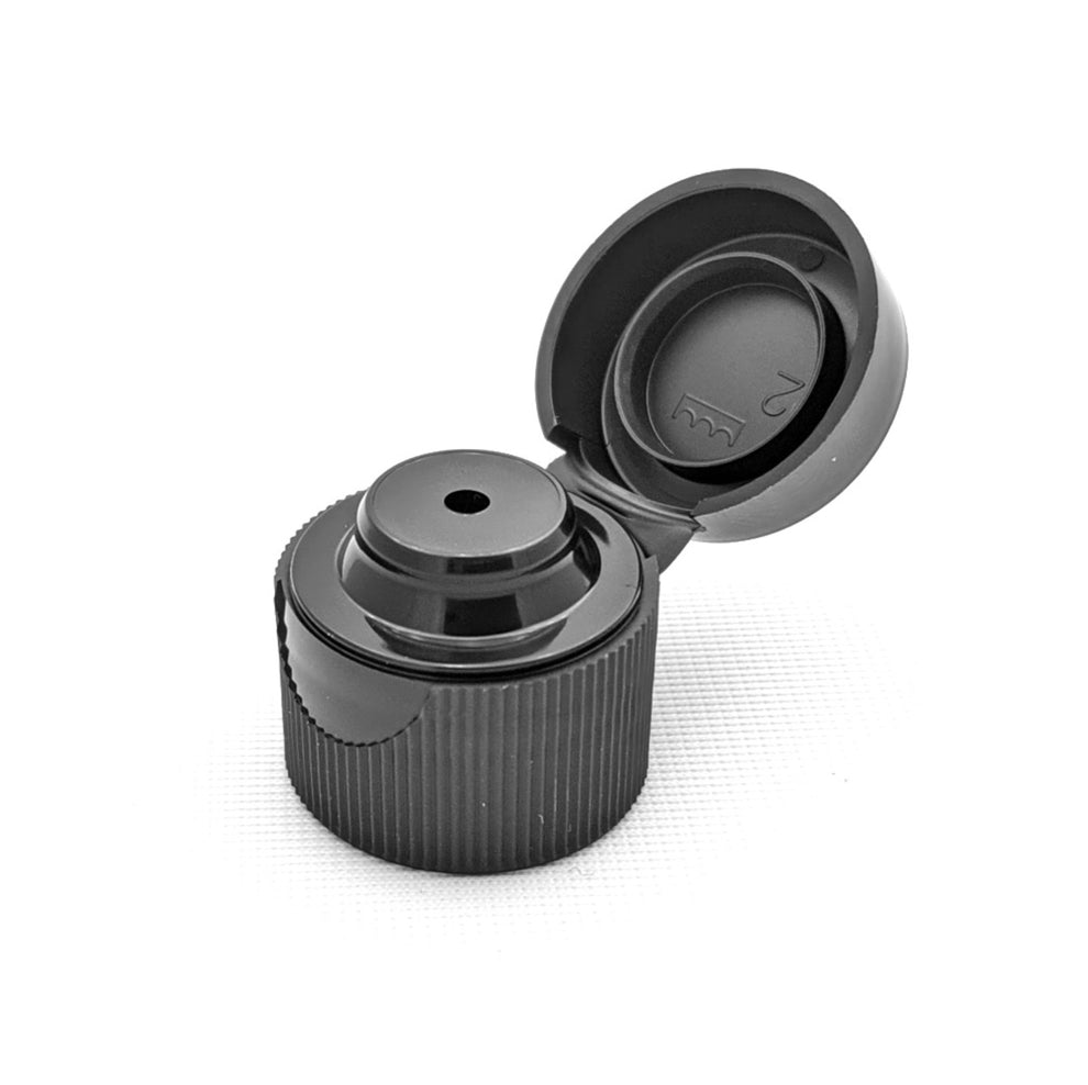 24/410 Black Unlined Snap Top Cap SKU:BSC-119 – Bottle Source Corporation